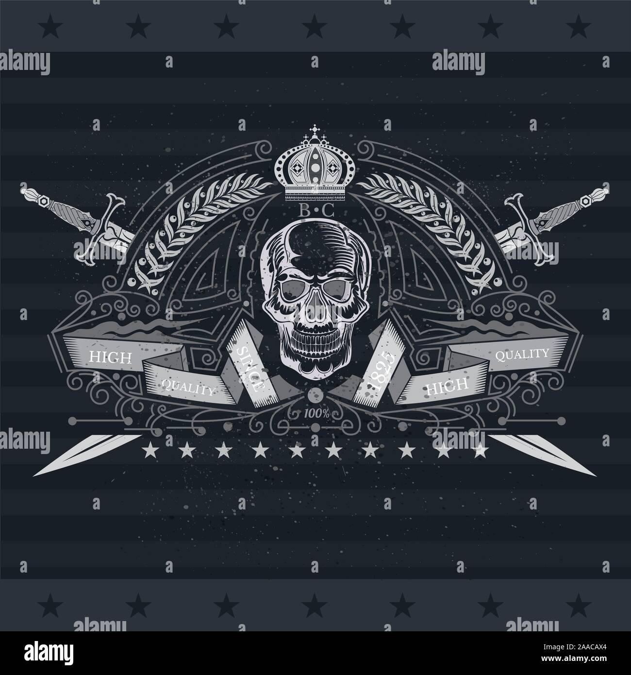 Vue avant du crâne avec une mâchoire inférieure en couronne palm centre ...