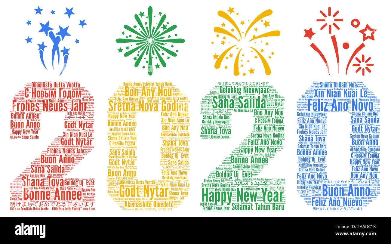 Bonne année 2020 dans différentes langues Photo Stock - Alamy