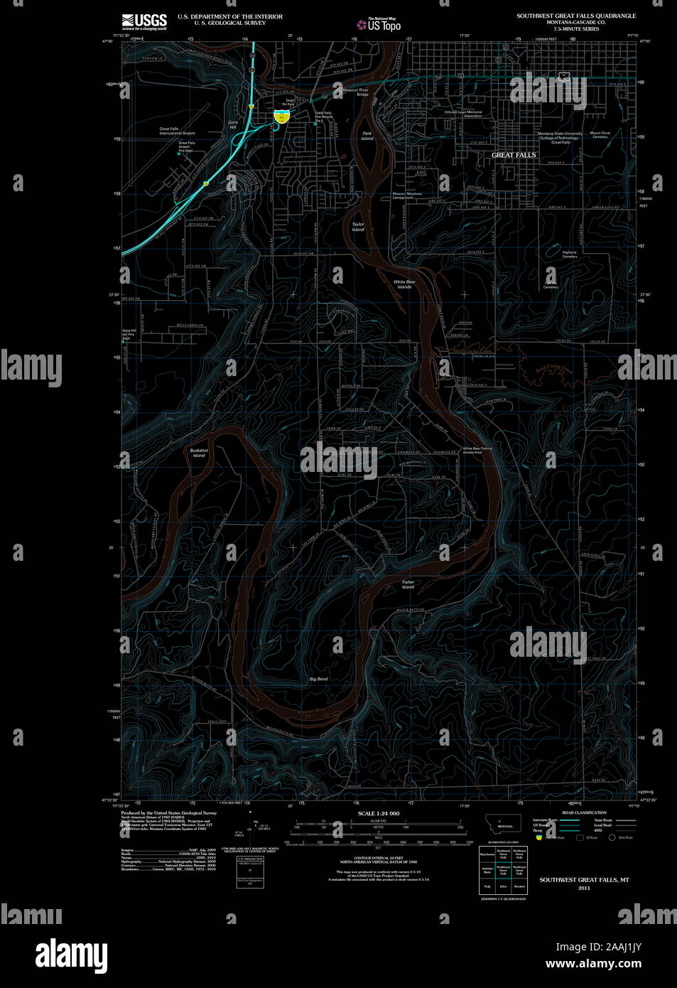 Carte des grandes chutes du montana Banque de photographies et d’images ...