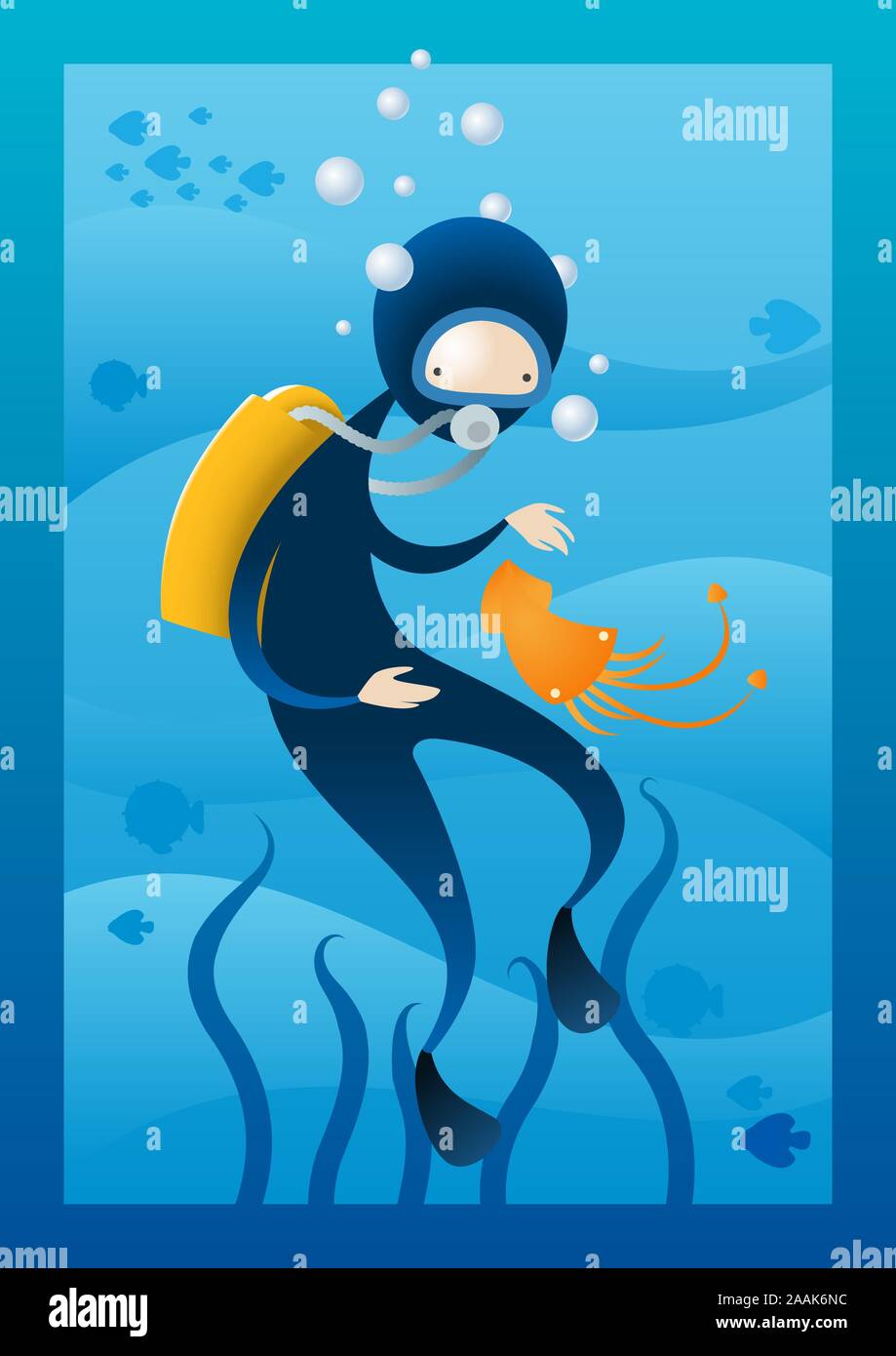 Illustration de plongeur Banque d'images vectorielles - Alamy