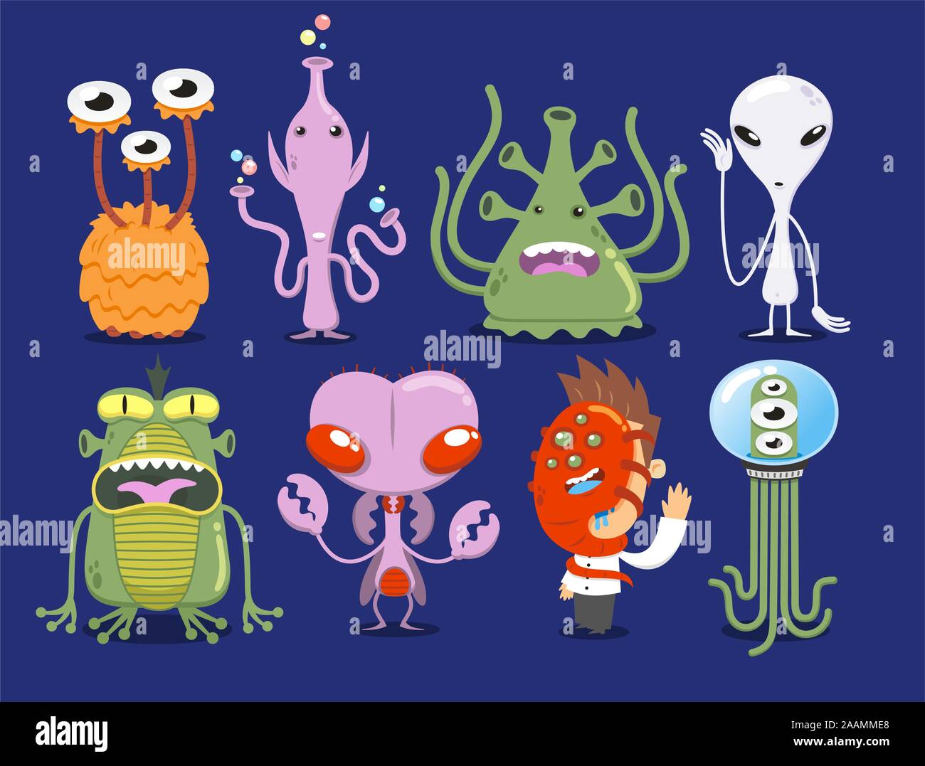Extraterrestre OVNI jeu Monster Invaders vaisseau tentacule vector ...