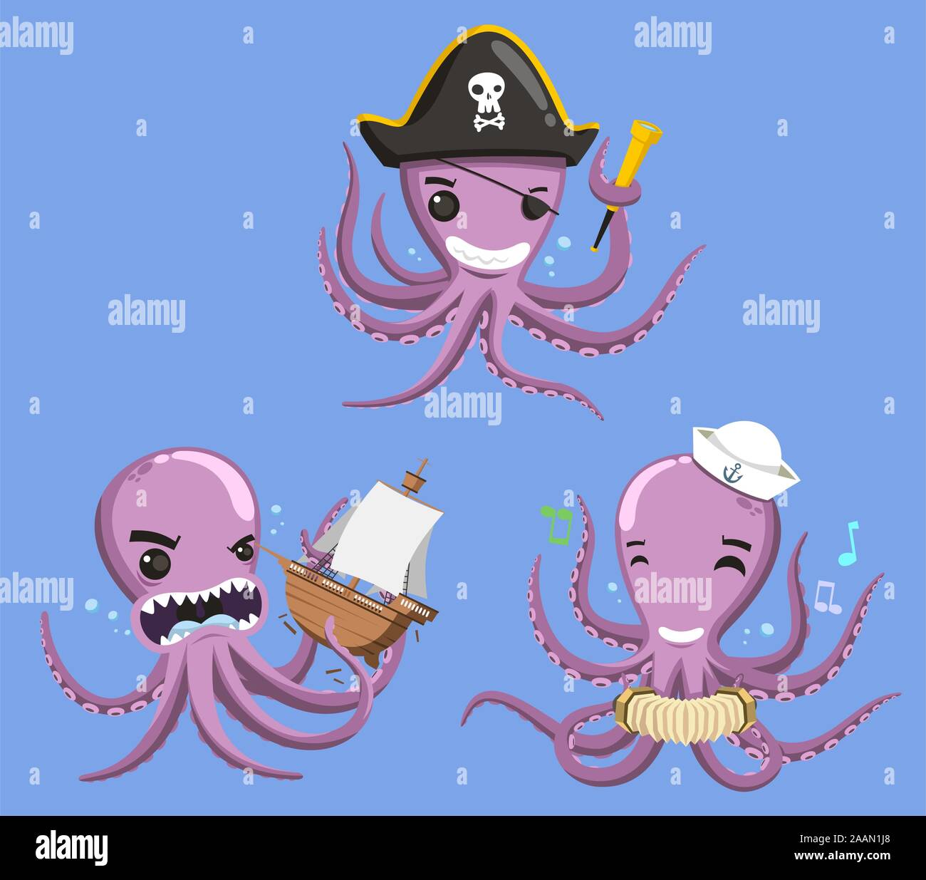 Poulpe dessin animé Banque d'images vectorielles - Alamy