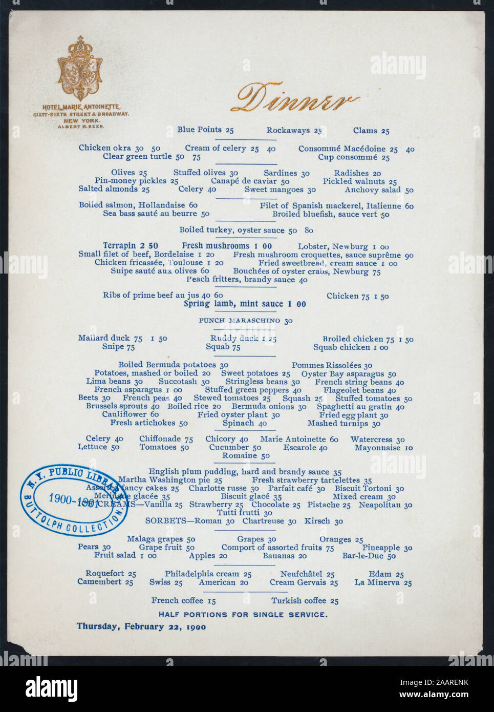 Le dîner (organisé par Marie Antoinette Hotel (à) NEW YORK, NEW YORK ...