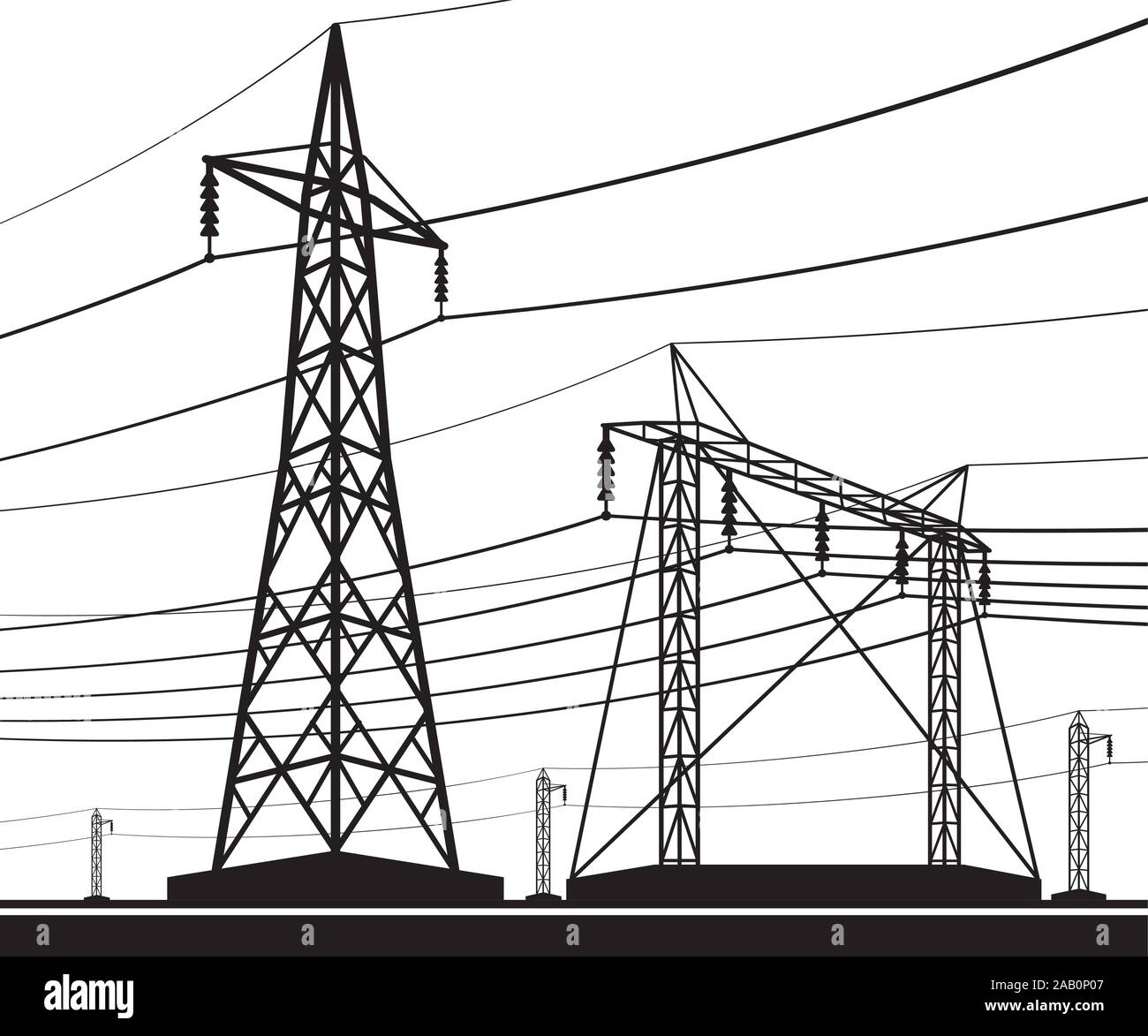 Les différentes lignes de transport d'électricité - vector illustration ...