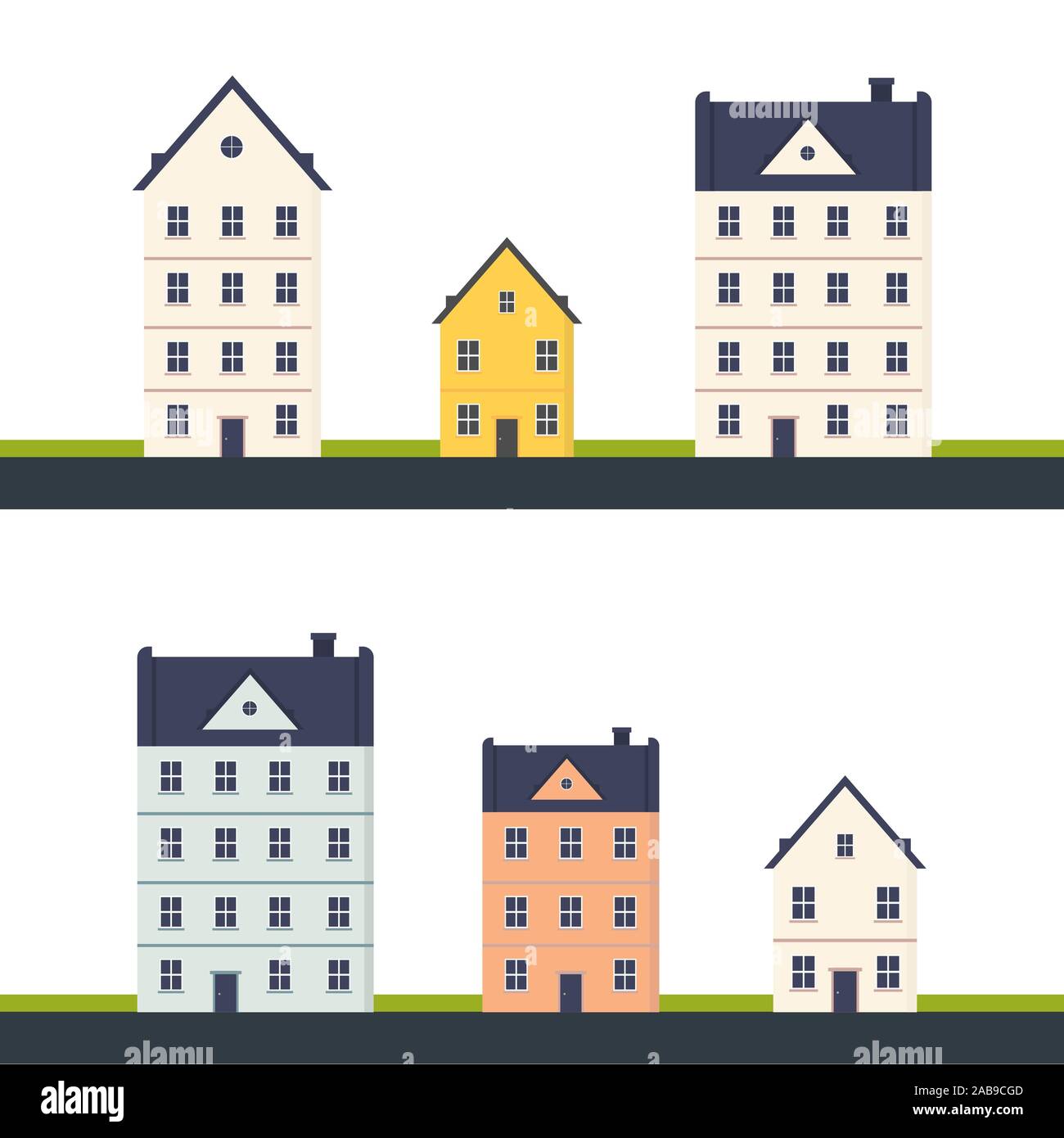 Jeu de construction de ville. immeuble moderne appartement avec portes ...