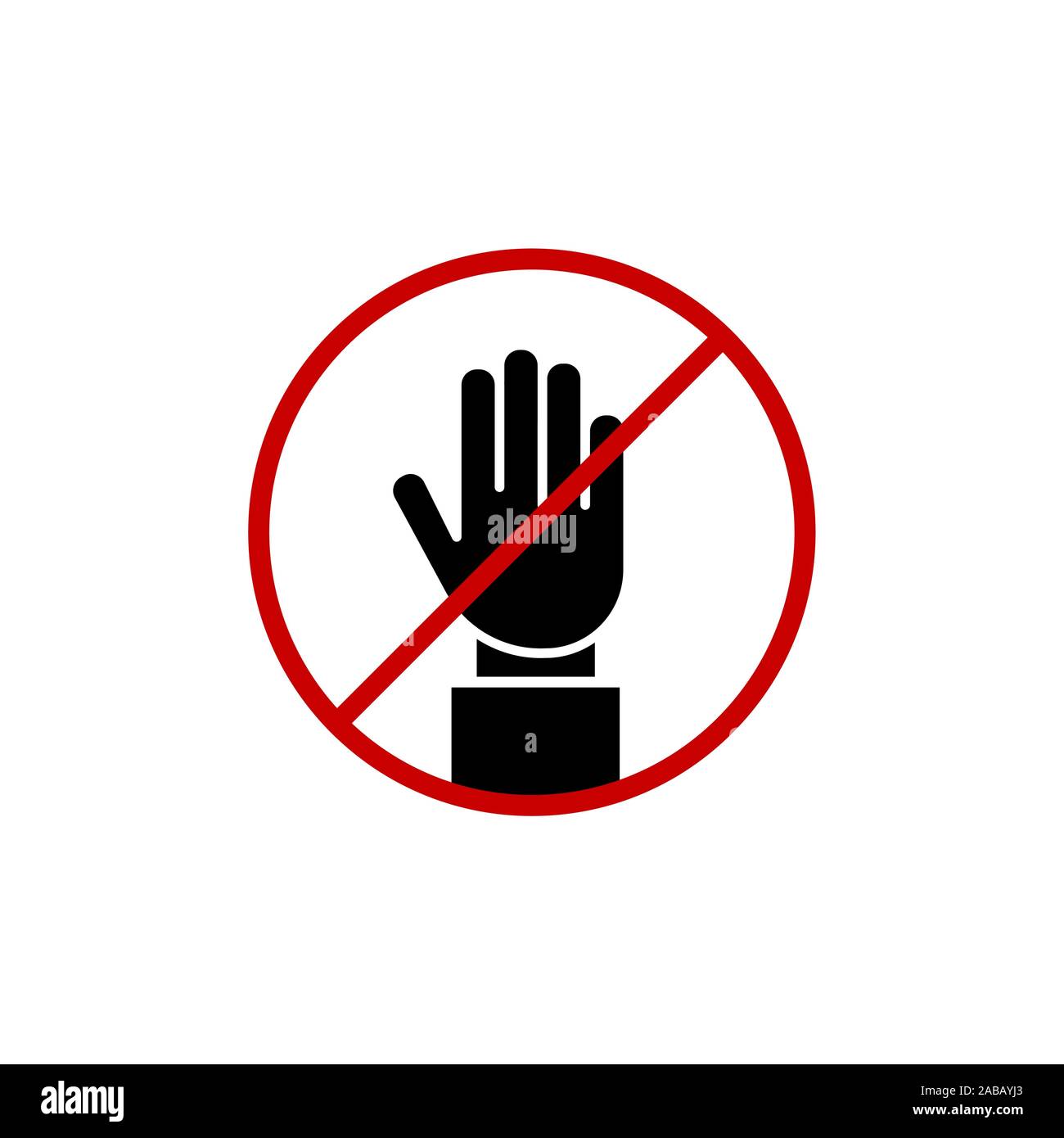 STOP ! Pas d'entrée ! La main d'arrêt rouge signe pour des activités ...