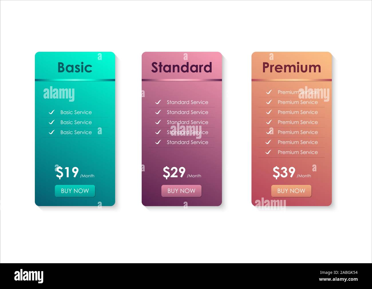 Tableau de comparaison de prix, un tableau des prix modèle pour site ...