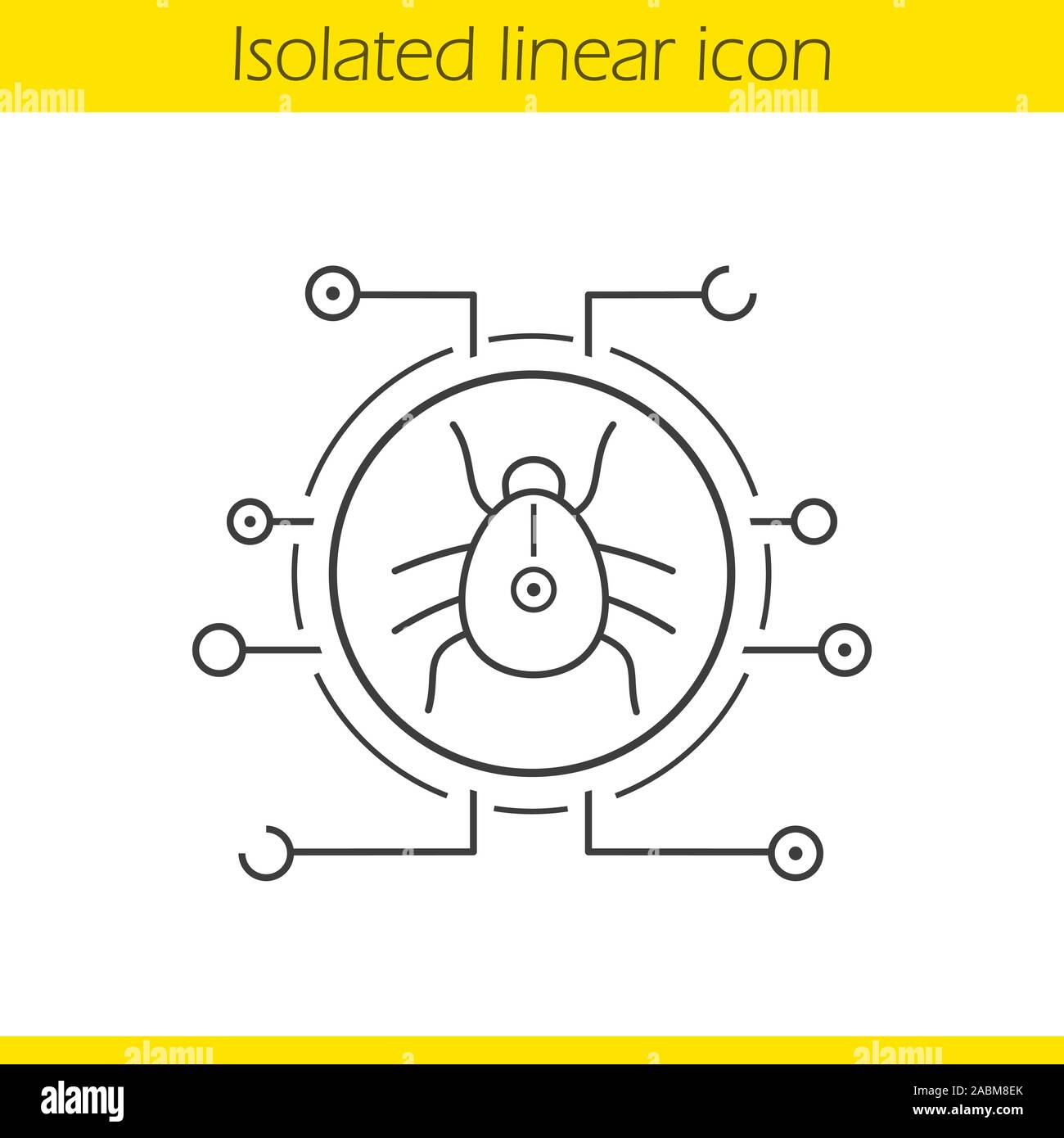 Virus informatique icône linéaire. Fine ligne illustration. Symbole de ...