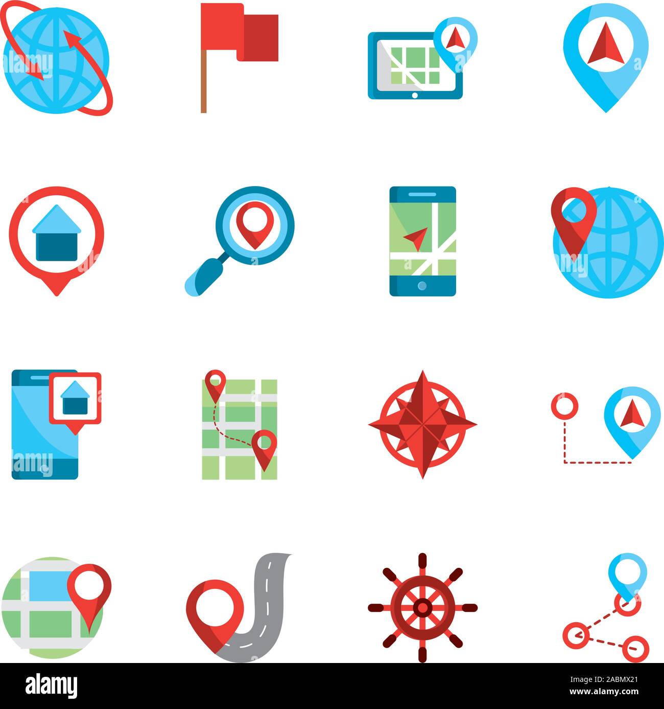 La carte gps et icônes de navigation collection vector illustration ...