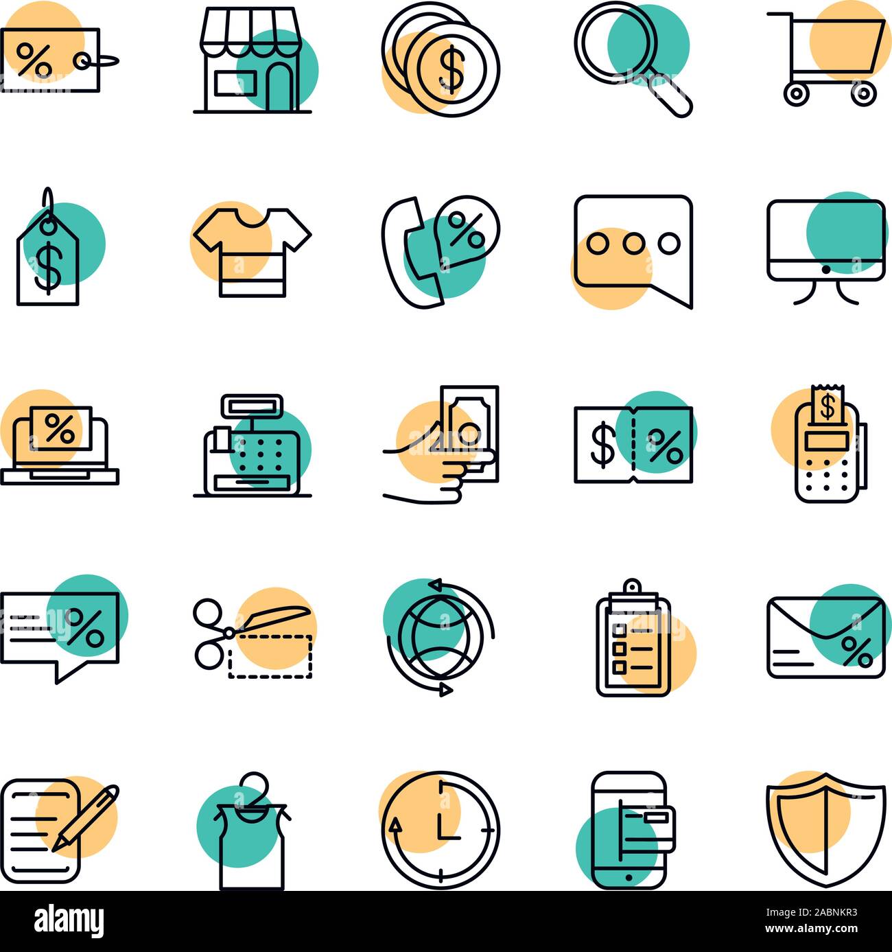 Commercial Commercial icons set style lignes vector illustration ...