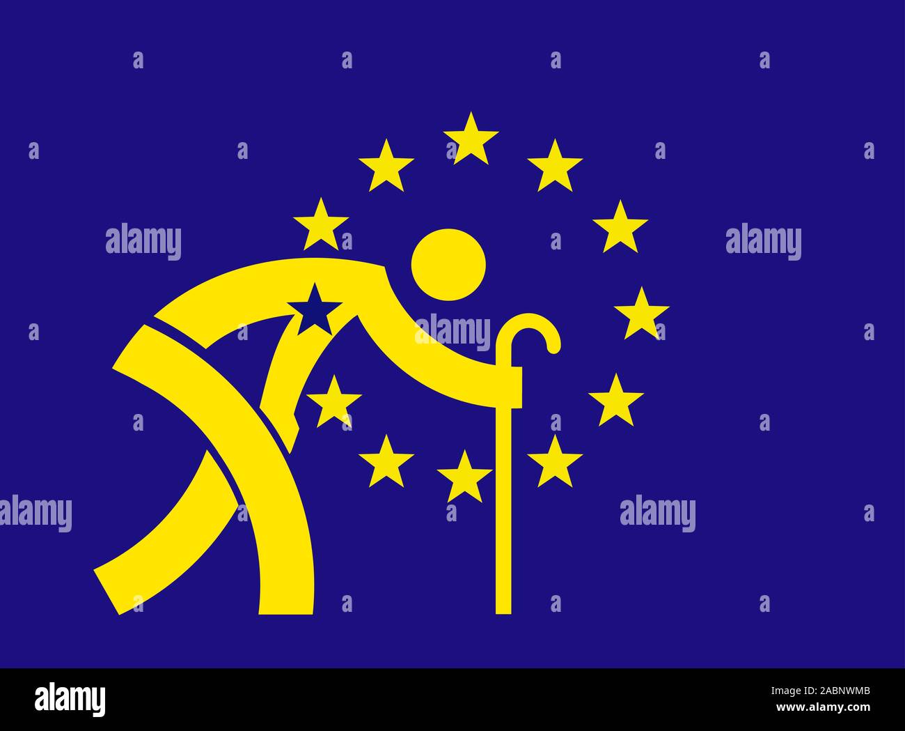 Le vieillissement de l'Europe - drapeau de l'Union européenne. Parodie ...