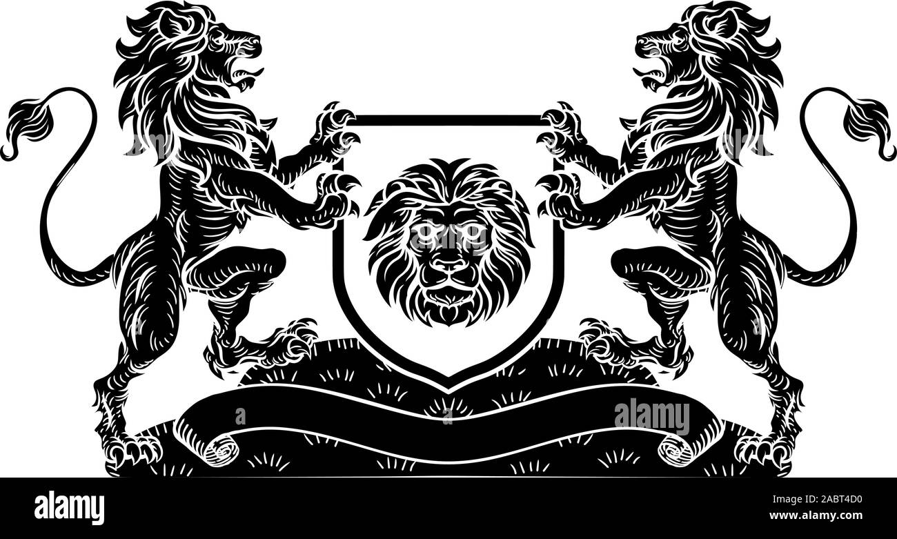 Chevalier lion héraldique Blason Armoiries de bouclier Image ...