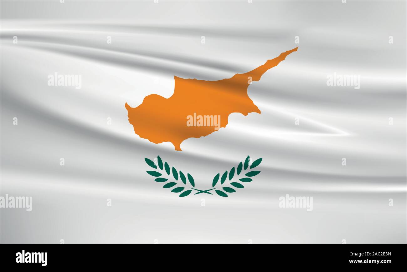 En agitant le drapeau de Chypre, couleurs officielles et le ratio exact ...