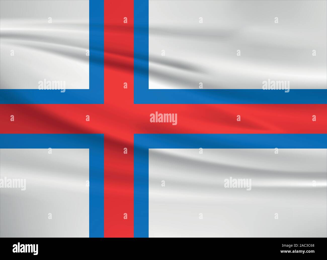 En agitant le drapeau des Îles Féroé, couleurs officielles et le ratio ...