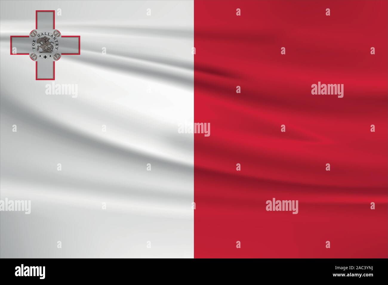 En agitant le drapeau de Malte, couleurs officielles et le ratio exact ...