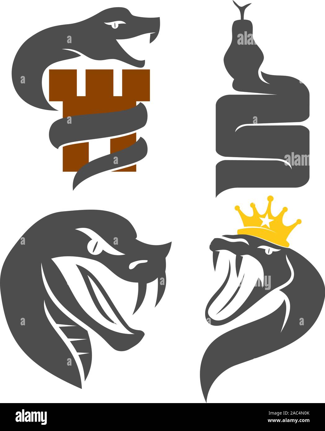 Logo serpent template design Vector illustration set Image Vectorielle ...