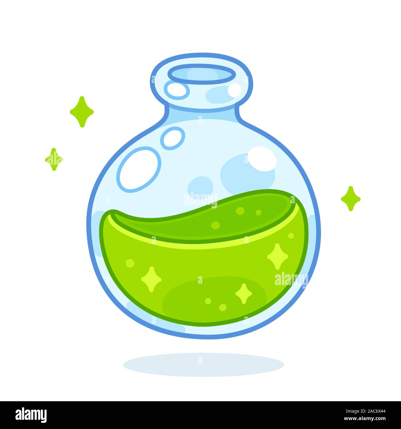 Cute cartoon dessin bouteille de poison. Green magic potion flacon en ...
