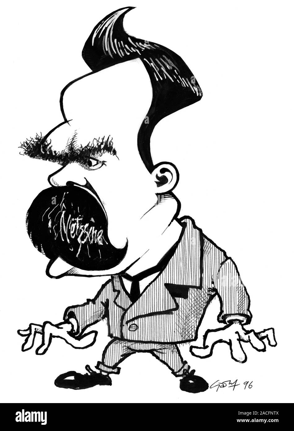 Friedrich Nietzsche. Caricature du philosophe allemand Friedrich ...