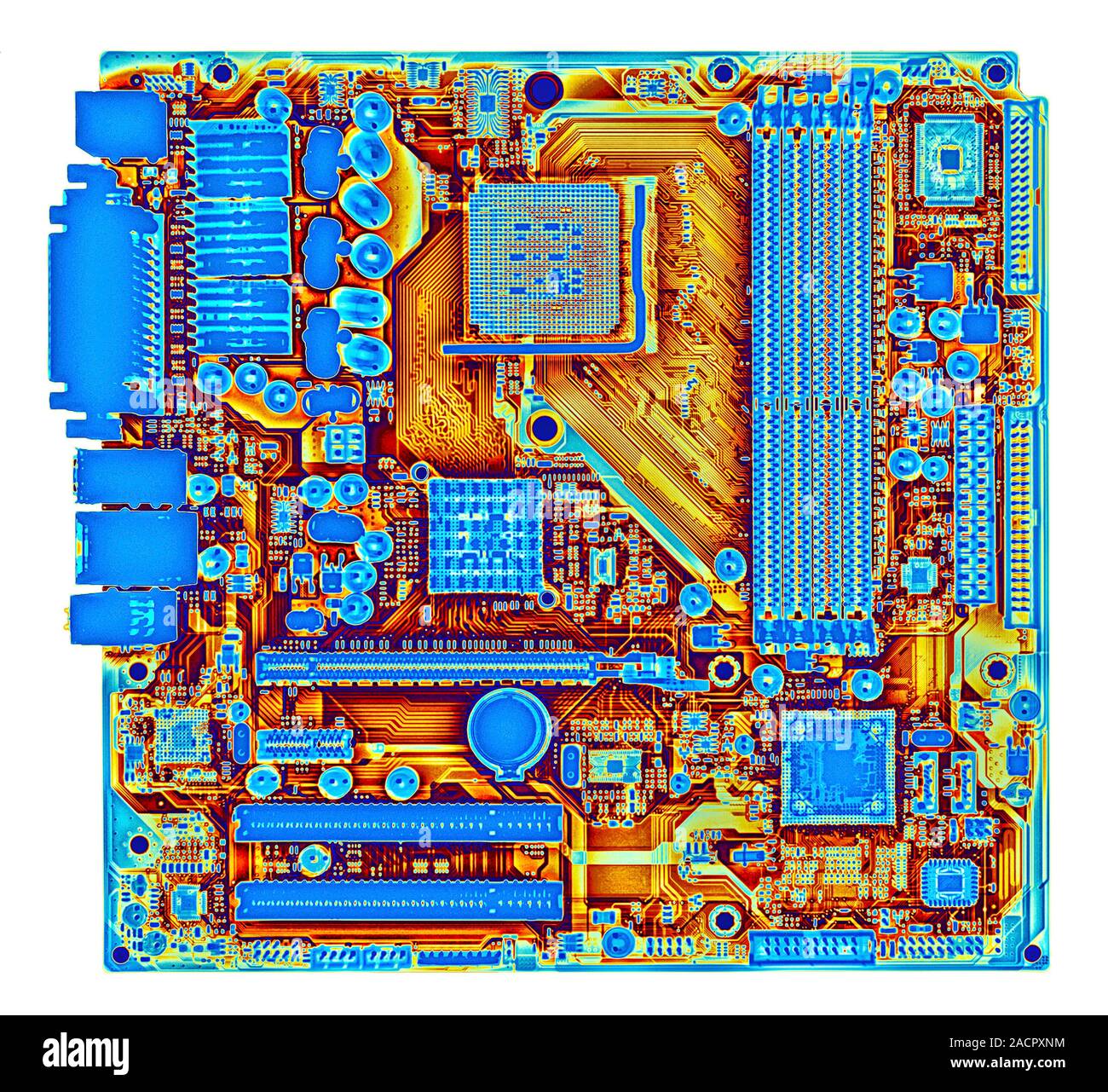 Carte mère de l'ordinateur, de couleur x-ray de la carte (carte mère) d ...