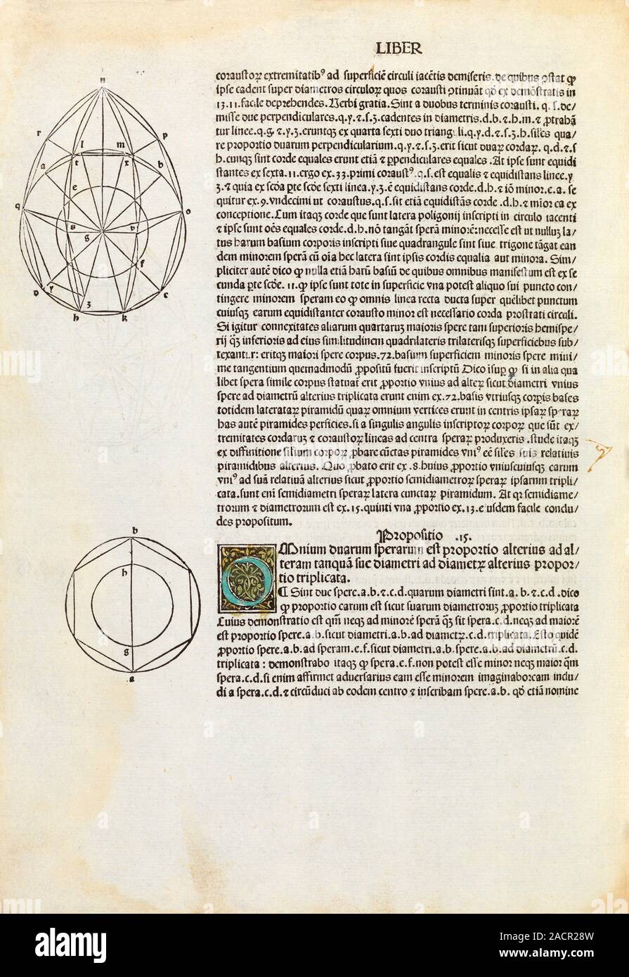 Éléments de géométrie d'Euclide. Page de livre avec texte latin et des ...