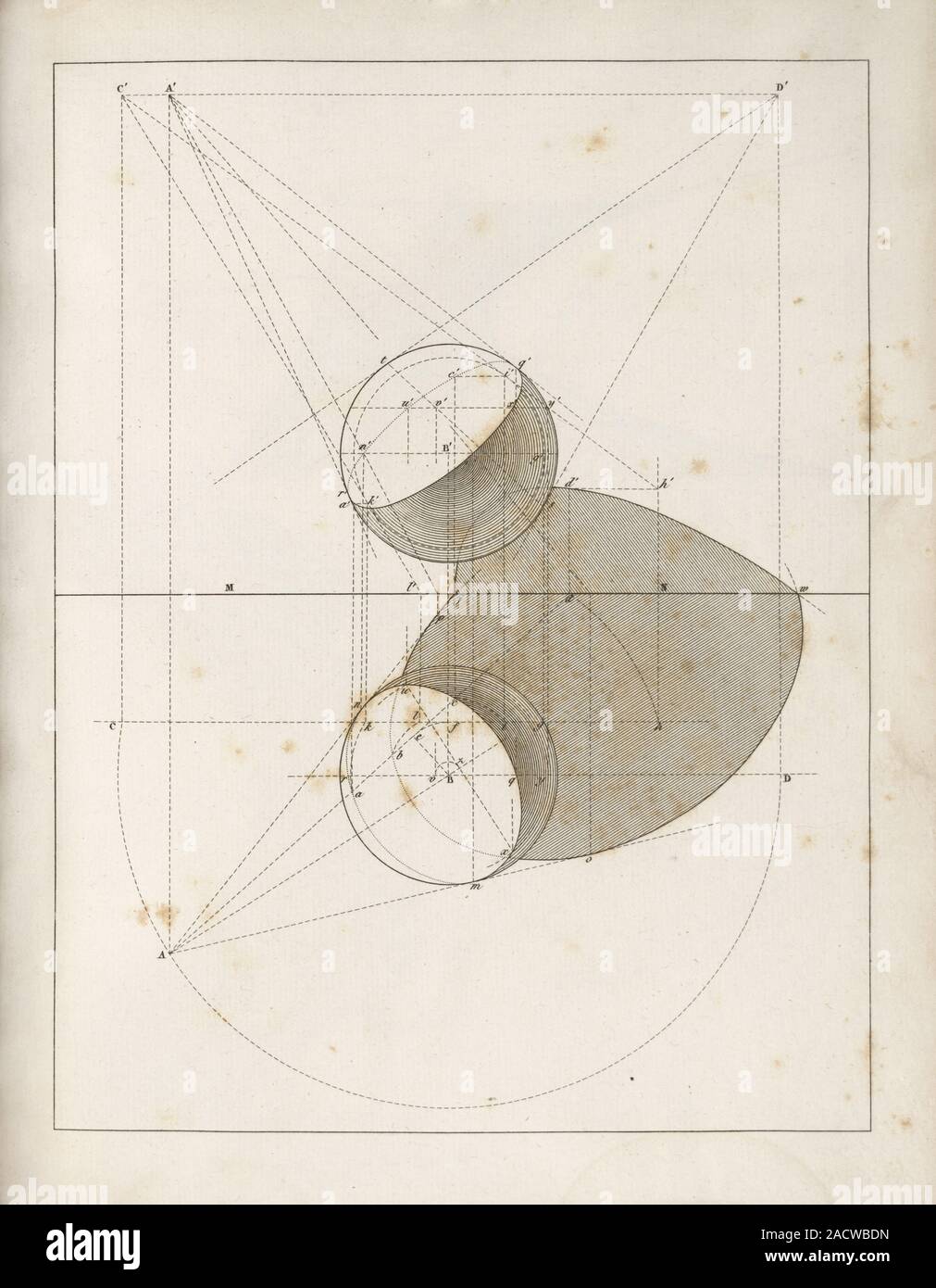 Le dessin des ombres. 19e siècle les projections sciagraphic démontrant ...