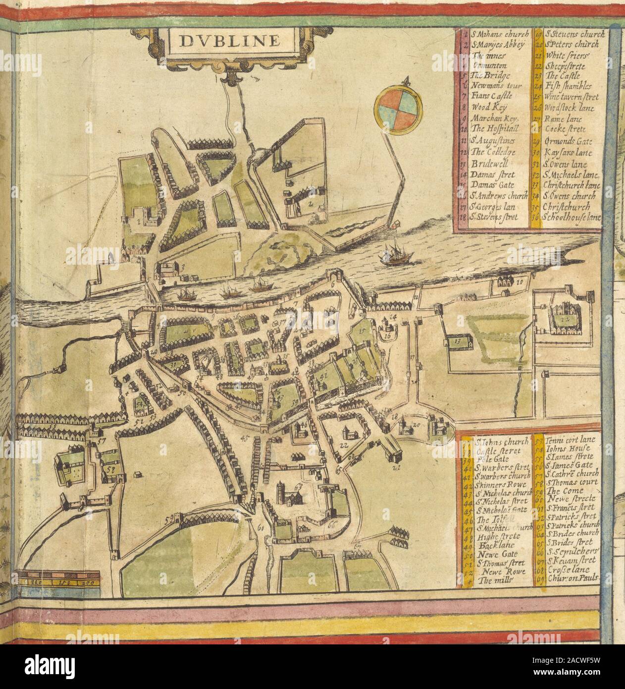 Plan de la ville de Dublin. Image prise de Civitates orbis terrarum ...