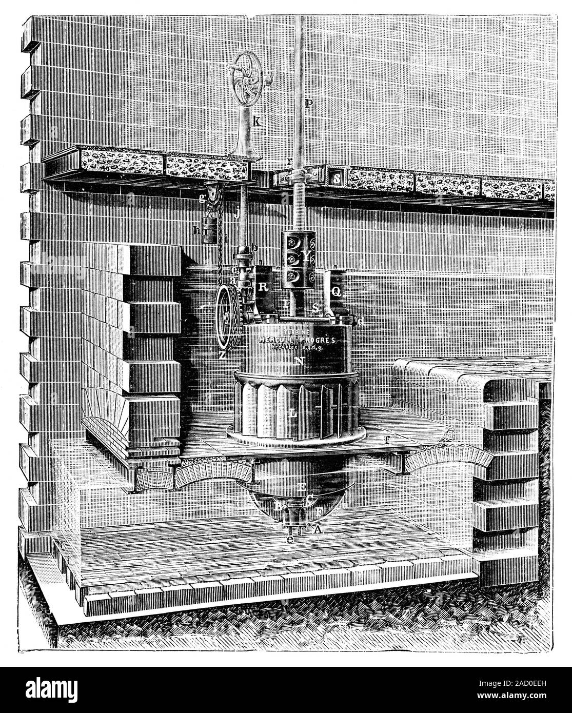 Hercule-Progres turbine. 19ème siècle illustration de l'US-Hercule ...