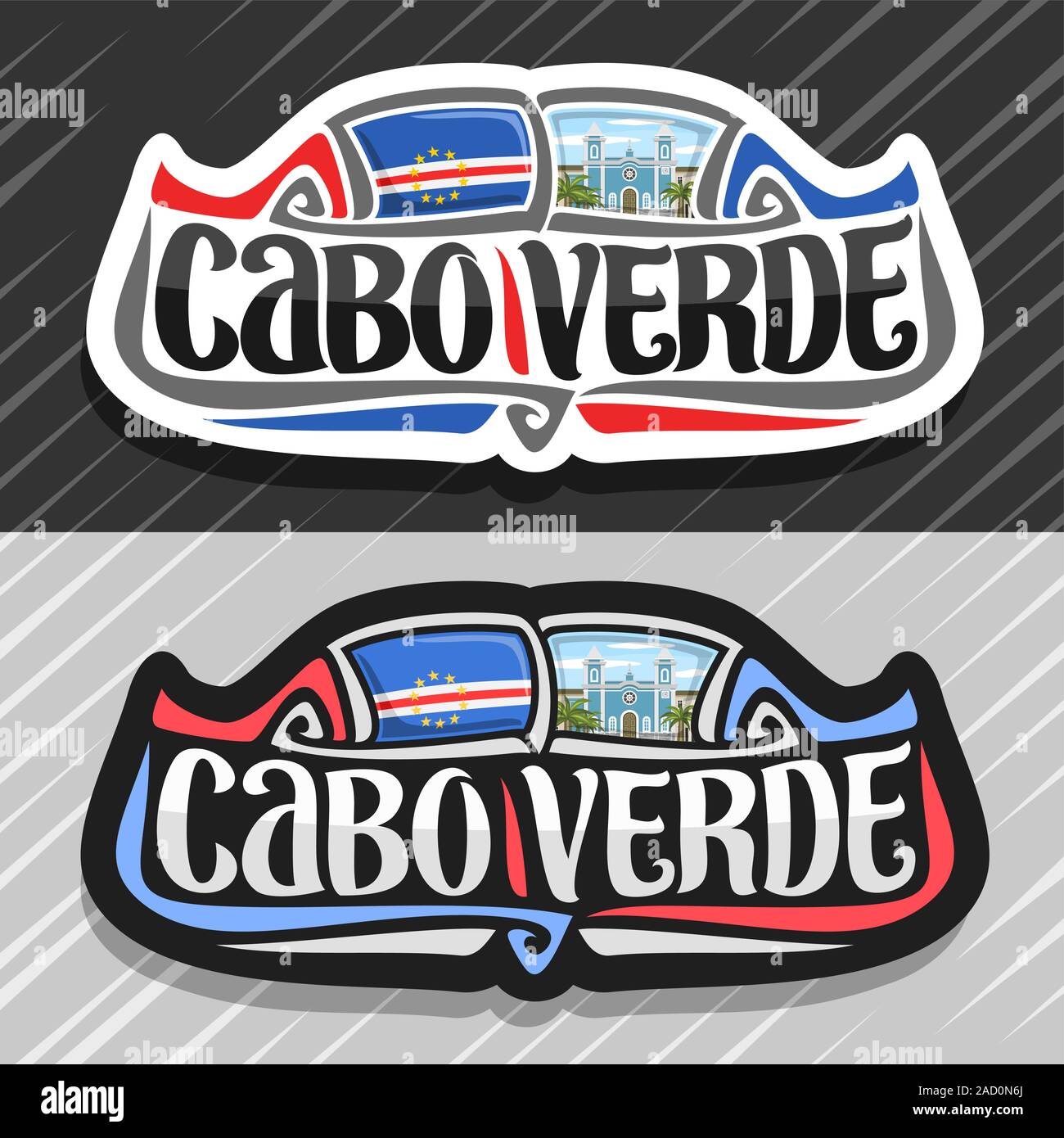 Logo Vector pour République de Cabo Verde, aimant frigo avec drapeau ...