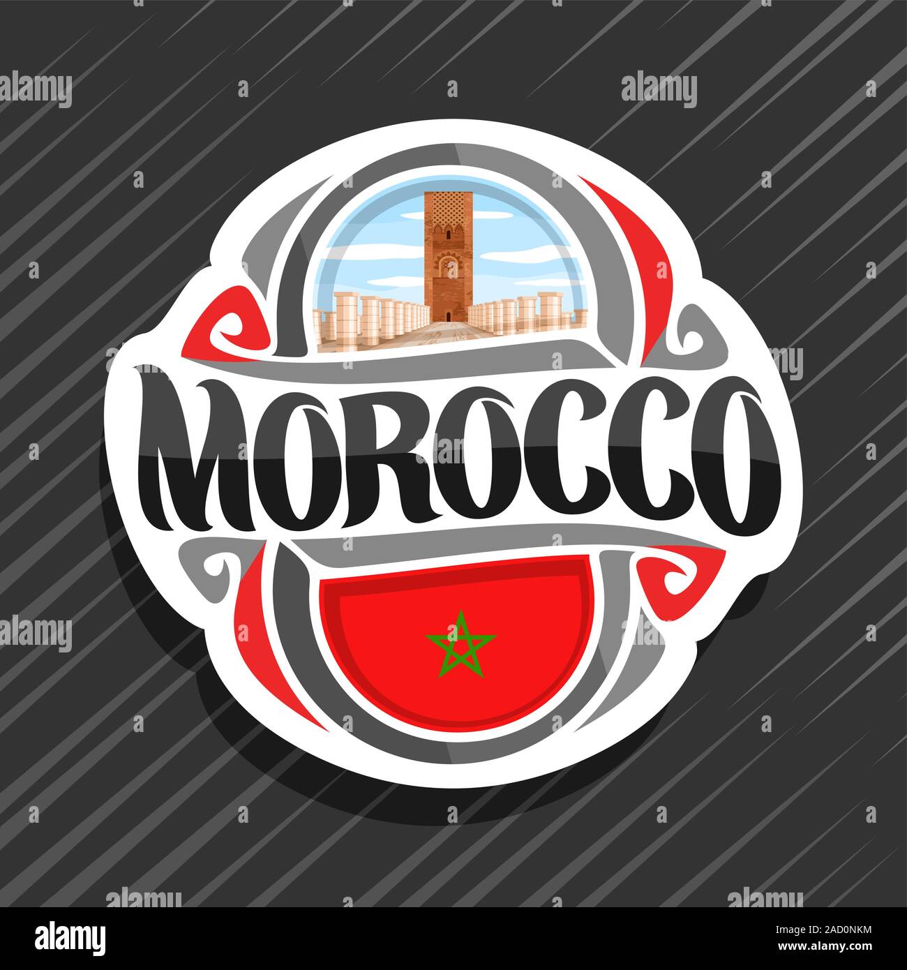 Logo vector pour le Maroc, pays aimant frigo avec drapeau de l'État ...