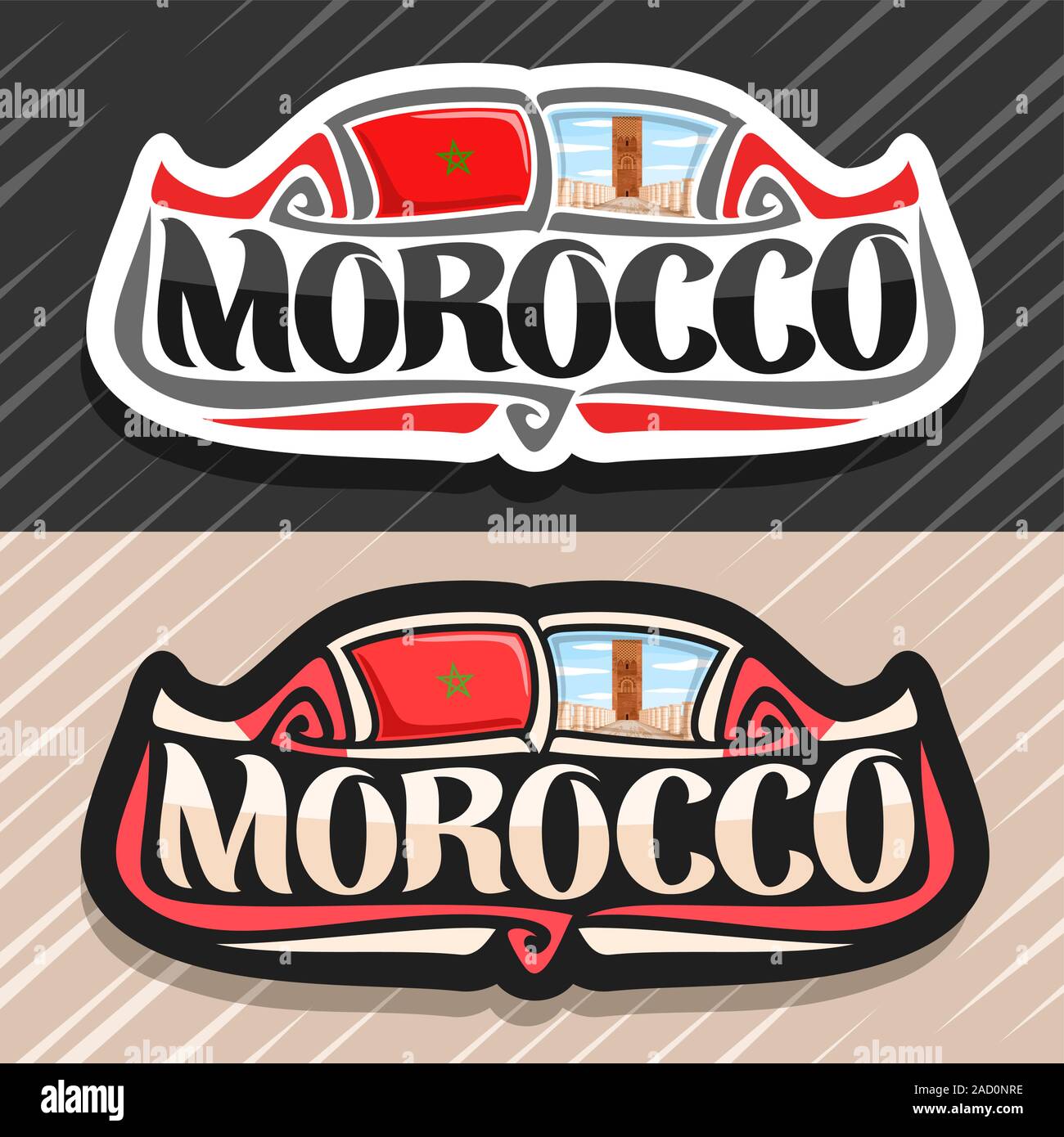 Logo vector pour le Maroc, pays aimant frigo avec drapeau de l'État ...