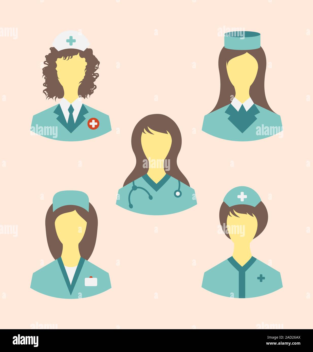 Ensemble d'icônes dans les infirmières des soins médicaux ont une ...
