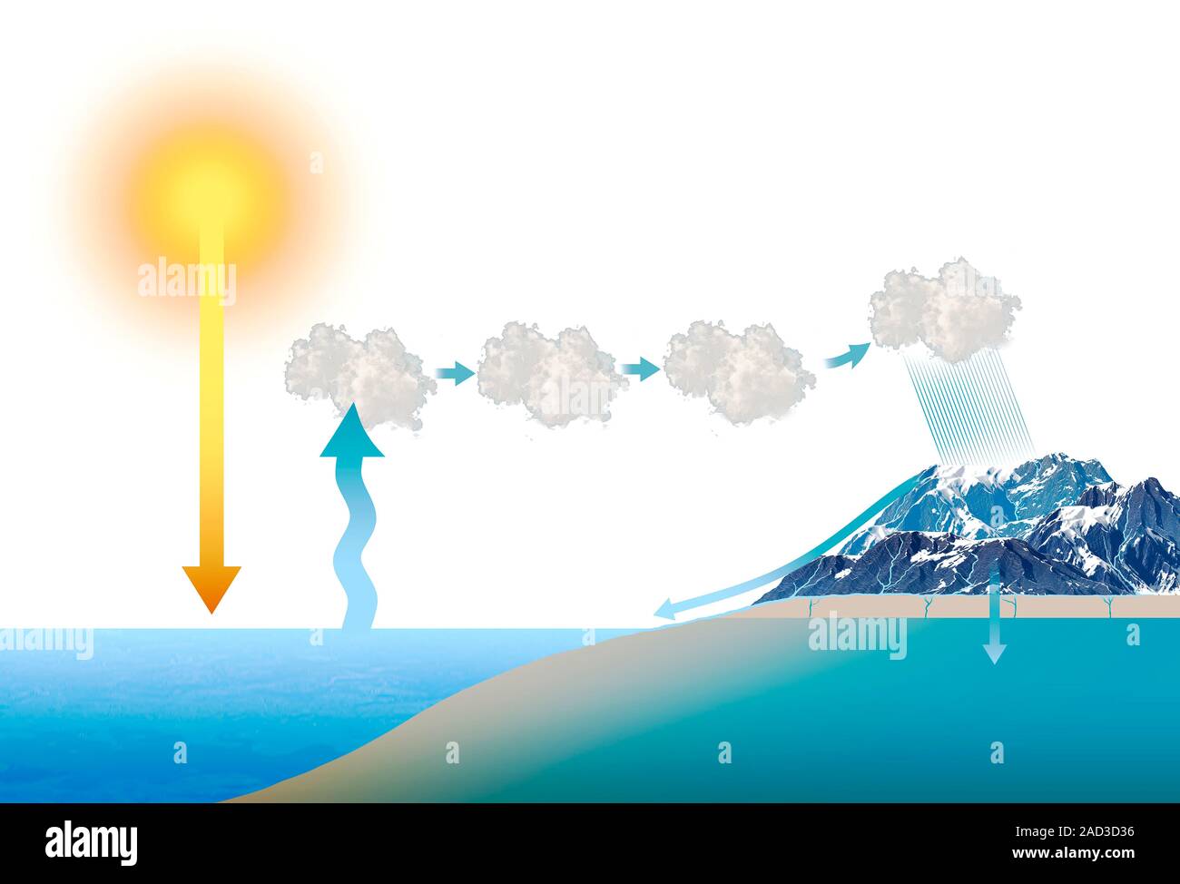 Cycle de l'eau, l'illustration de l'ordinateur. Le cycle naturel de l ... Cycle de l'eau, l'illustration de l'ordinateur. Le cycle naturel de l ...