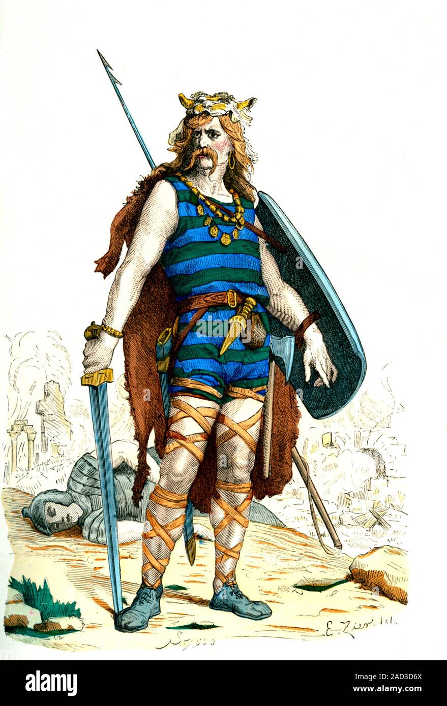 Guerrier gaulois, 1878 illustration. Les Gaulois ont été les gens de la ... Guerrier gaulois, 1878 illustration. Les Gaulois ont été les gens de la ...