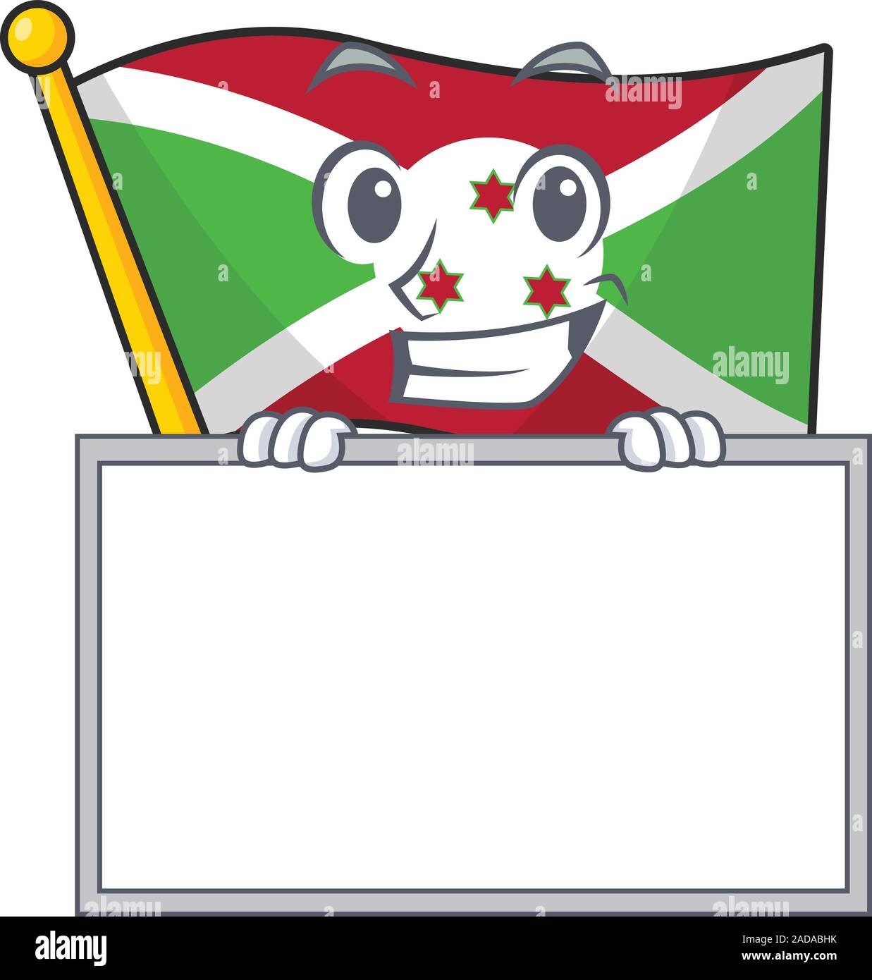 Souriant avec drapeau burundi conseil style de caractère de dessin ...