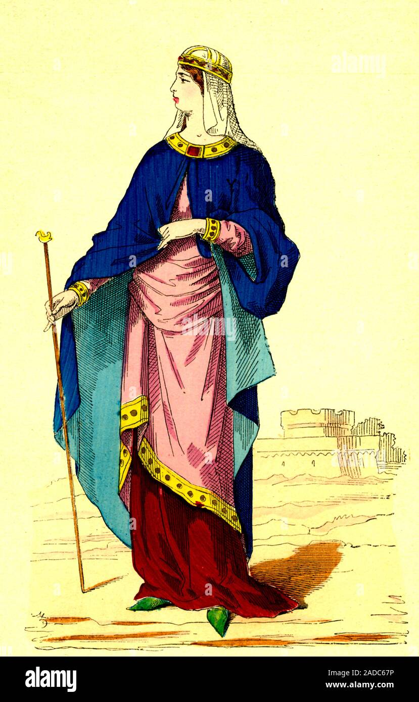 9e siècle femme carolingienne. 1885 Illustration d'une femme à travers ...