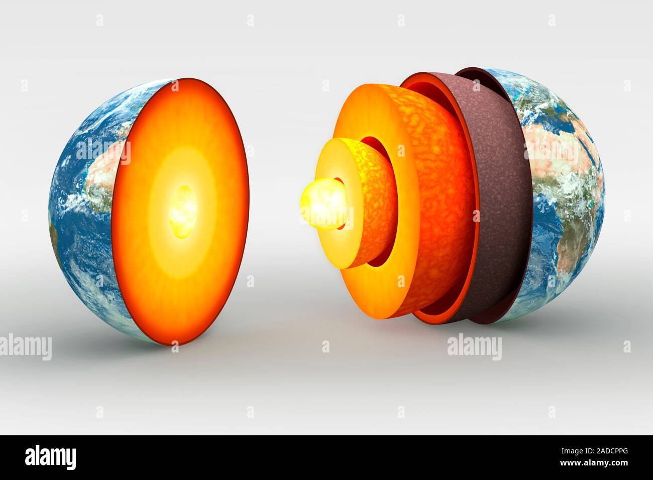 Vue éclatée schéma en coupe montrant la structure interne de la planète ...