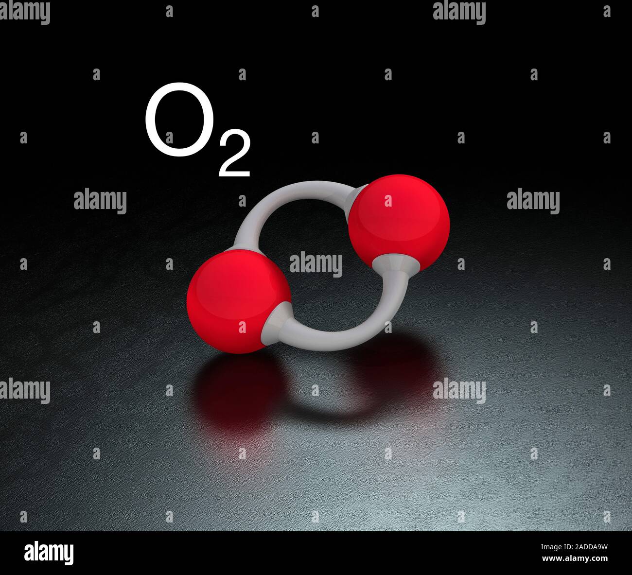 La molécule d'oxygène. Illustration d'ordinateur montrant la structure ...