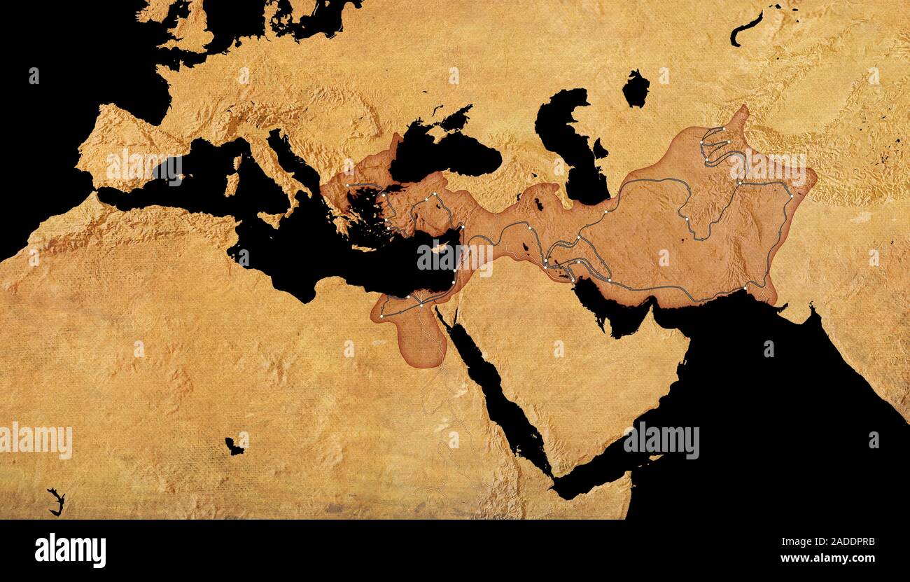 Carte de l'Empire d'Alexandre le Grand. Alexander est devenu le roi du ...