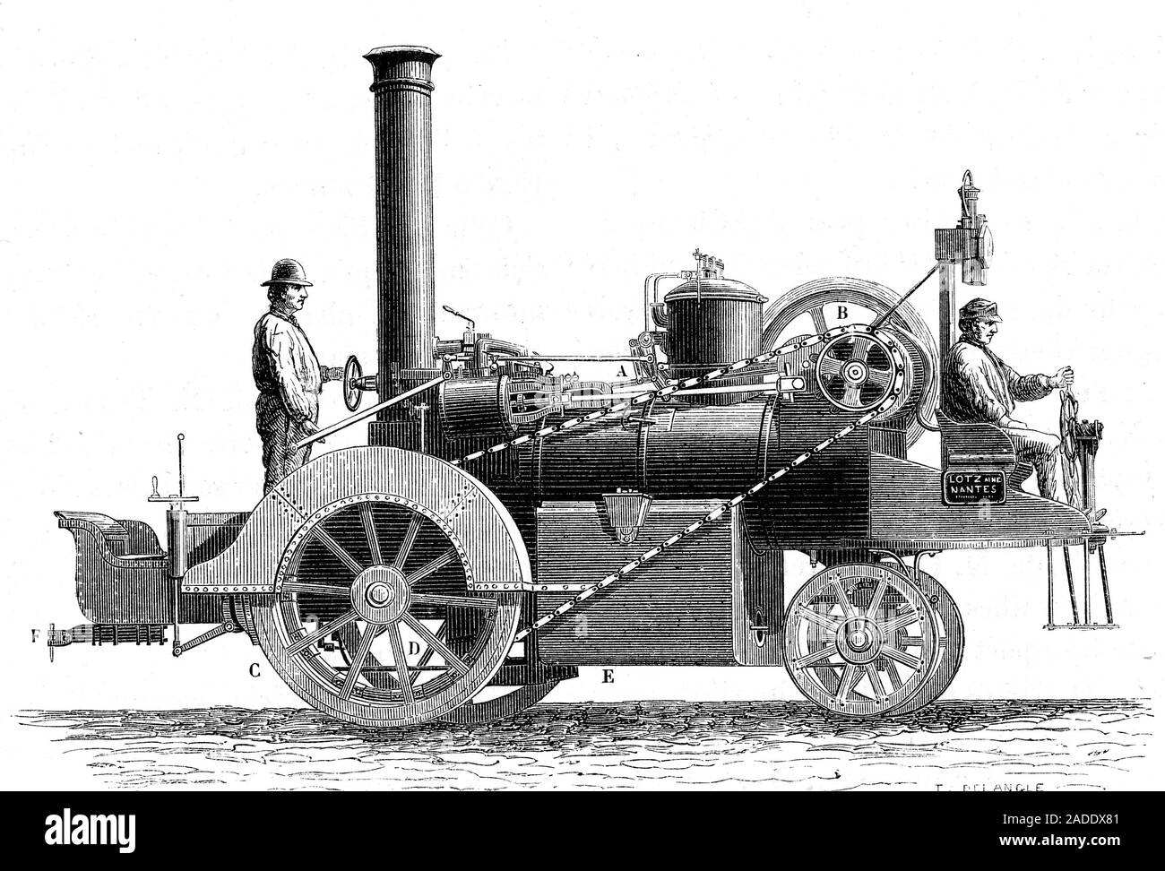 Lotz machine à vapeur. 19ème siècle illustration de la machine à vapeur ...