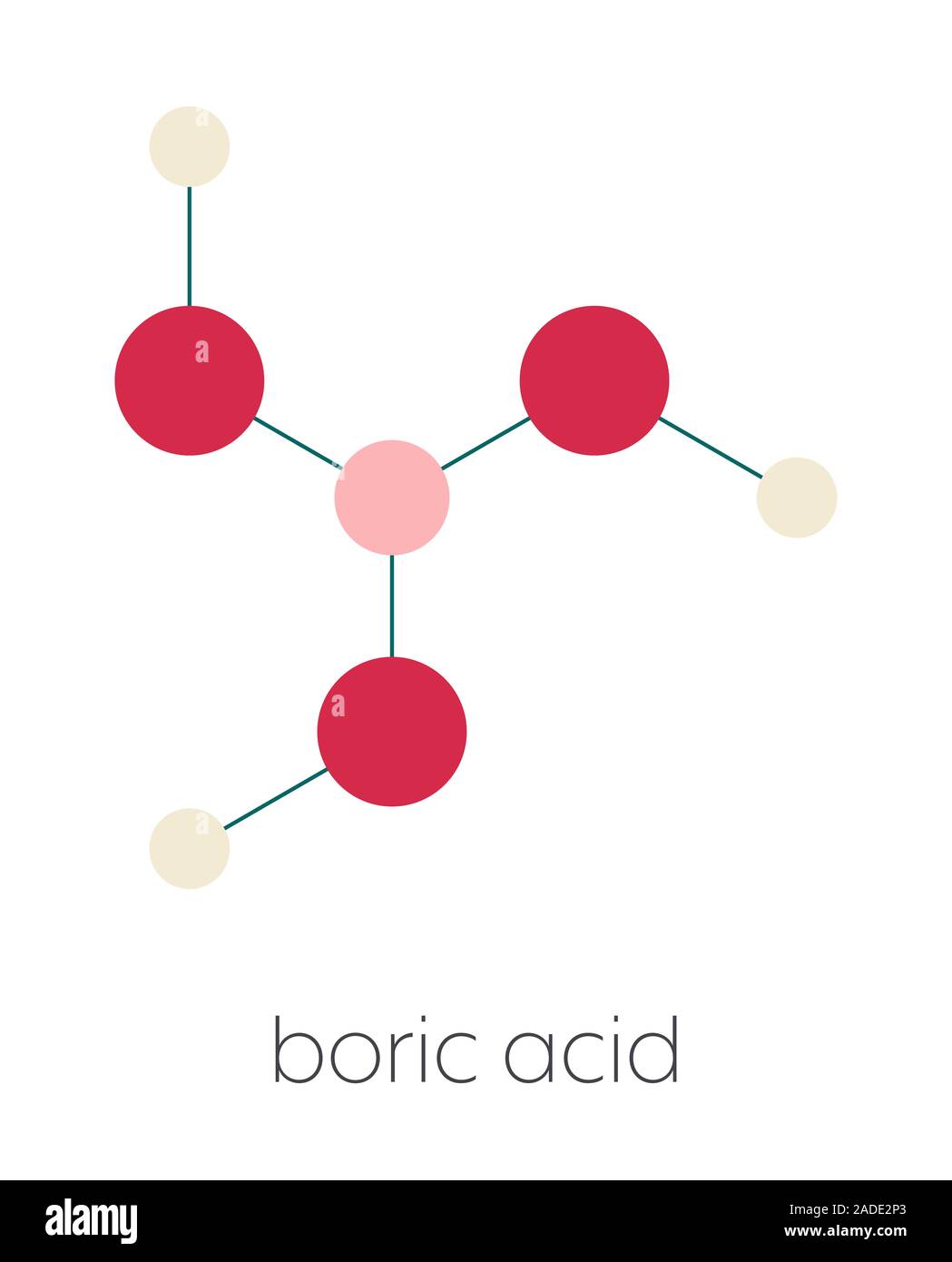 Molécule d'acide borique. Aussi connu que l'hydrogène borate, acide ...