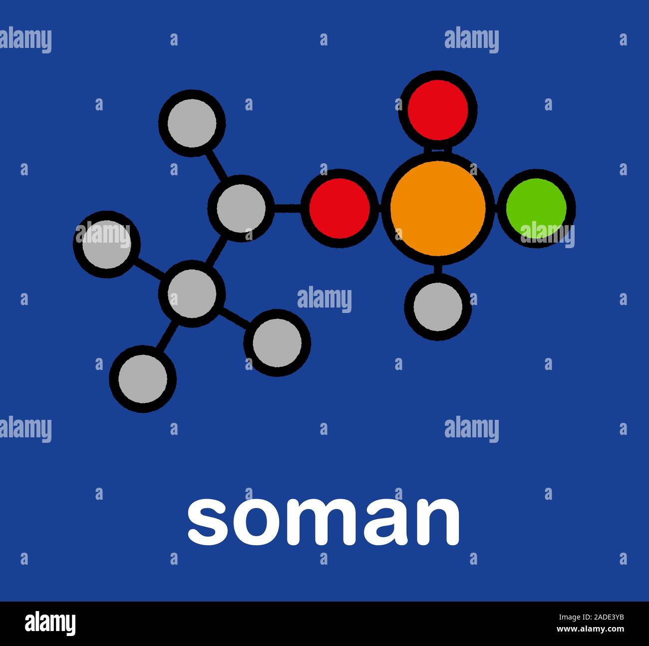 Molécule neurotoxique Soman (arme chimique). Formule topologique ...