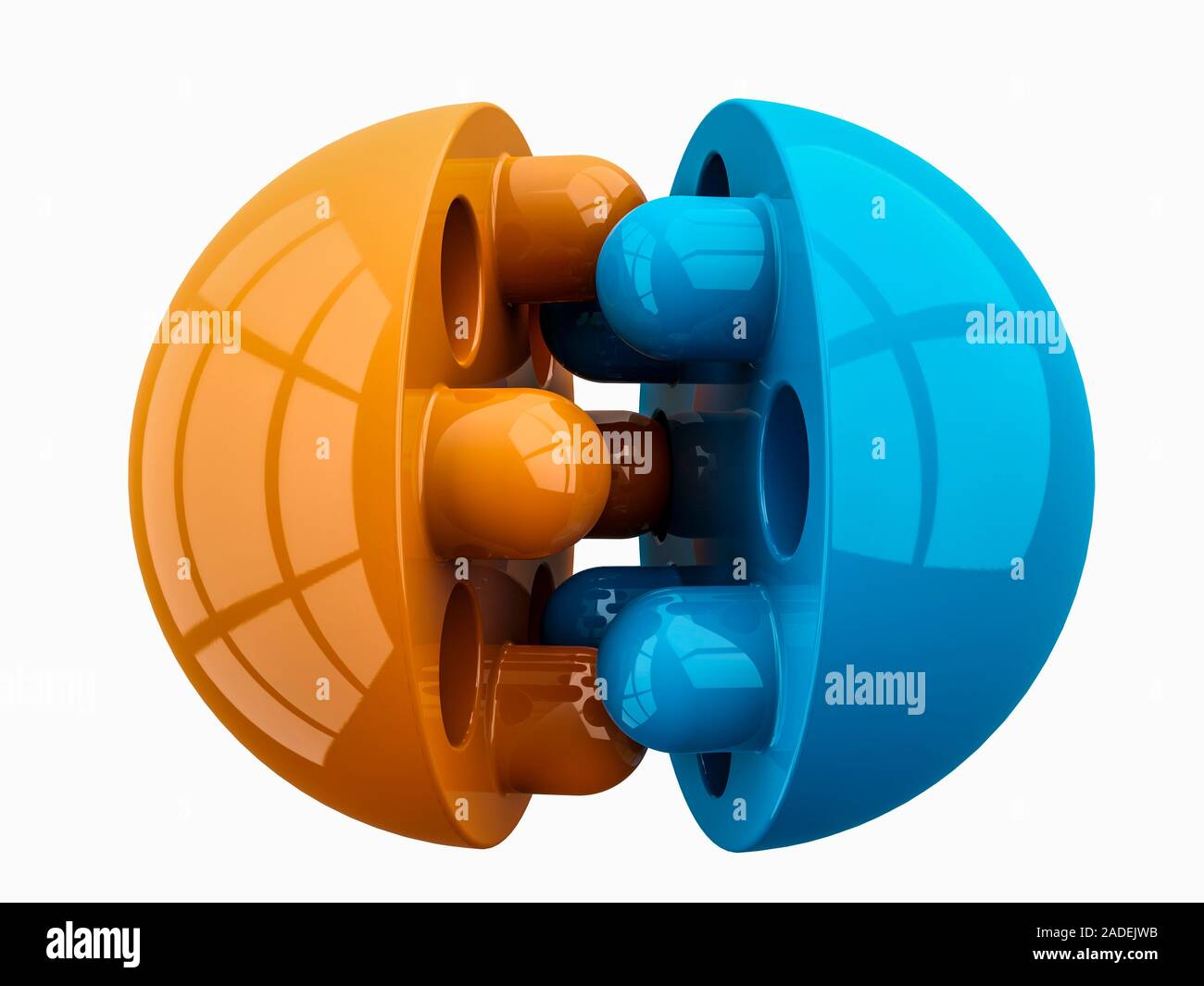 Les particules enchevêtrées. Illustration conceptuelle symbolisant l ...