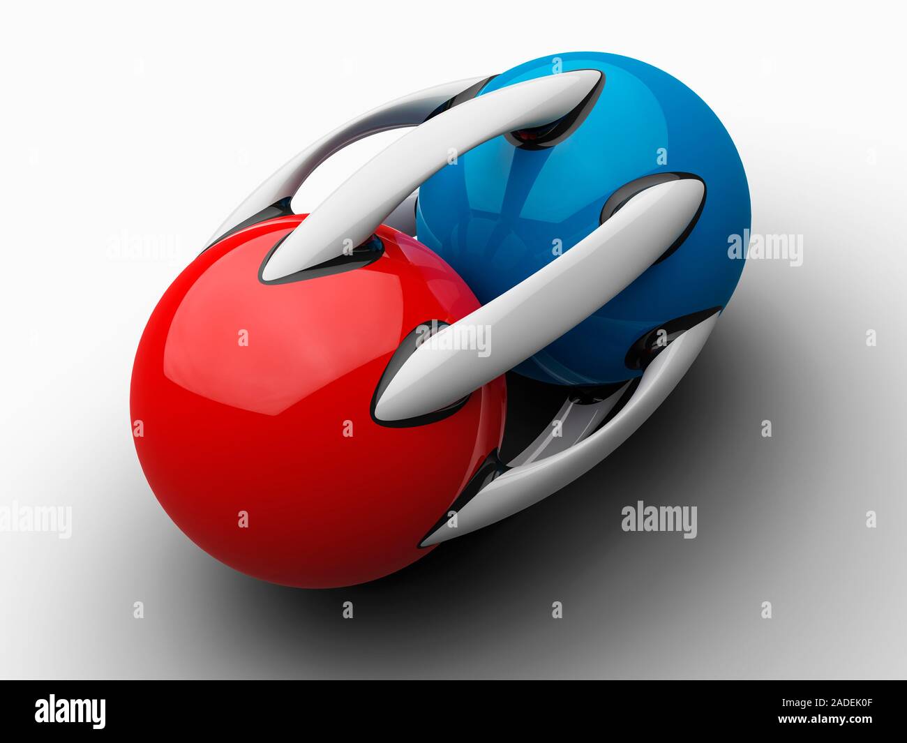 Les particules enchevêtrées. Illustration conceptuelle symbolisant l ...