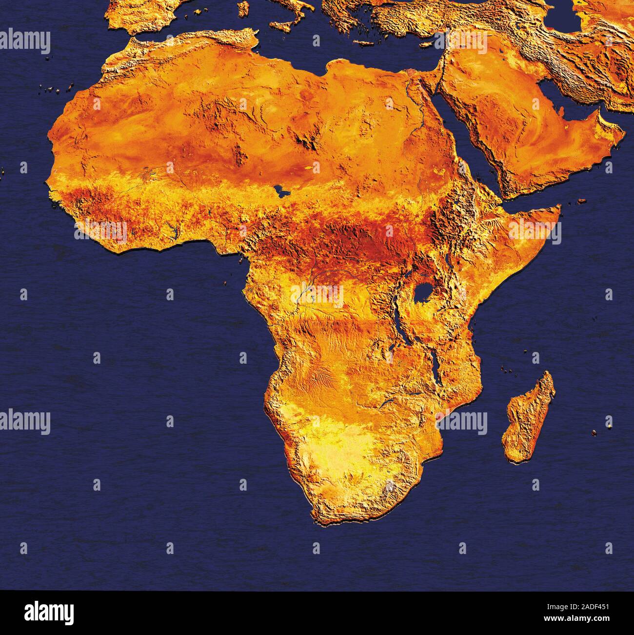 L'Afrique. Couleur de l'Afrique. L'île de Madagascar est vu en bas à ...