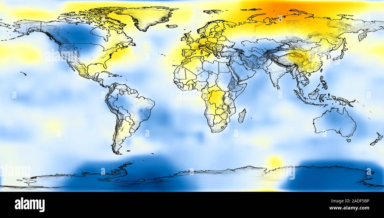 Les anomalies de la température mondiale. Illustration montrant des ...