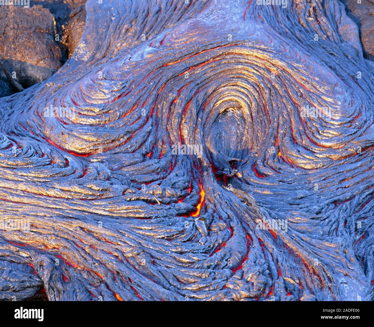 Pahoehoe lave du volcan Kilauea, dans le Hawaii Volcanoes National Park ...