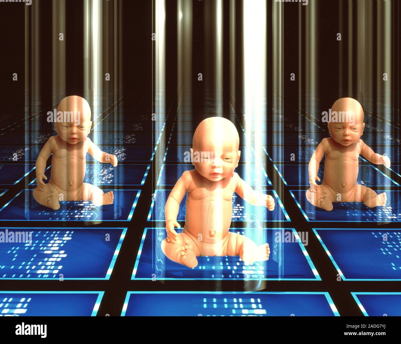Le clonage humain. L'ordinateur de l'oeuvre conceptuelle des bébés et ...