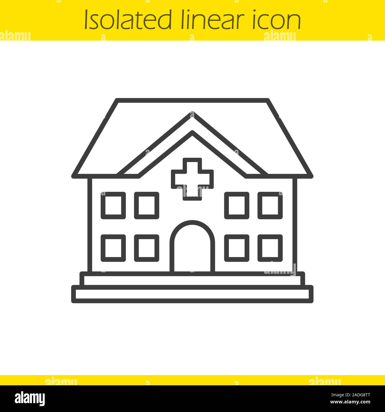 Icône linéaire de l'hôpital. Illustration clinique fine ligne. Centre ...