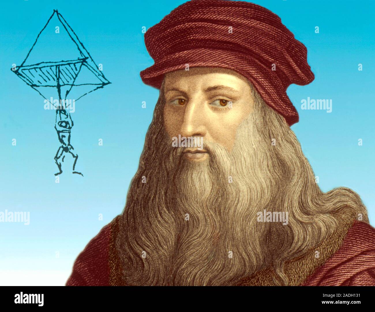 Léonard de Vinci. Portrait de Léonard de Vinci (1452-1519), l'inventeur ...