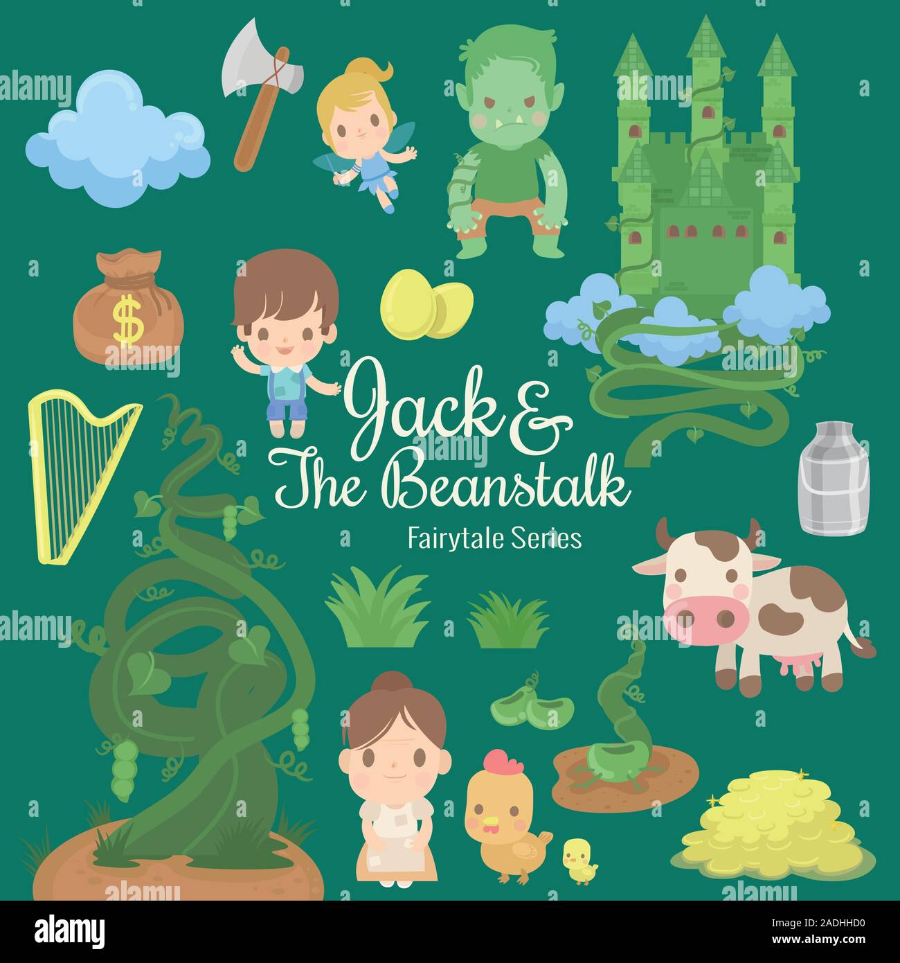 Jack and the beanstalk cow Banque d'images vectorielles - Alamy